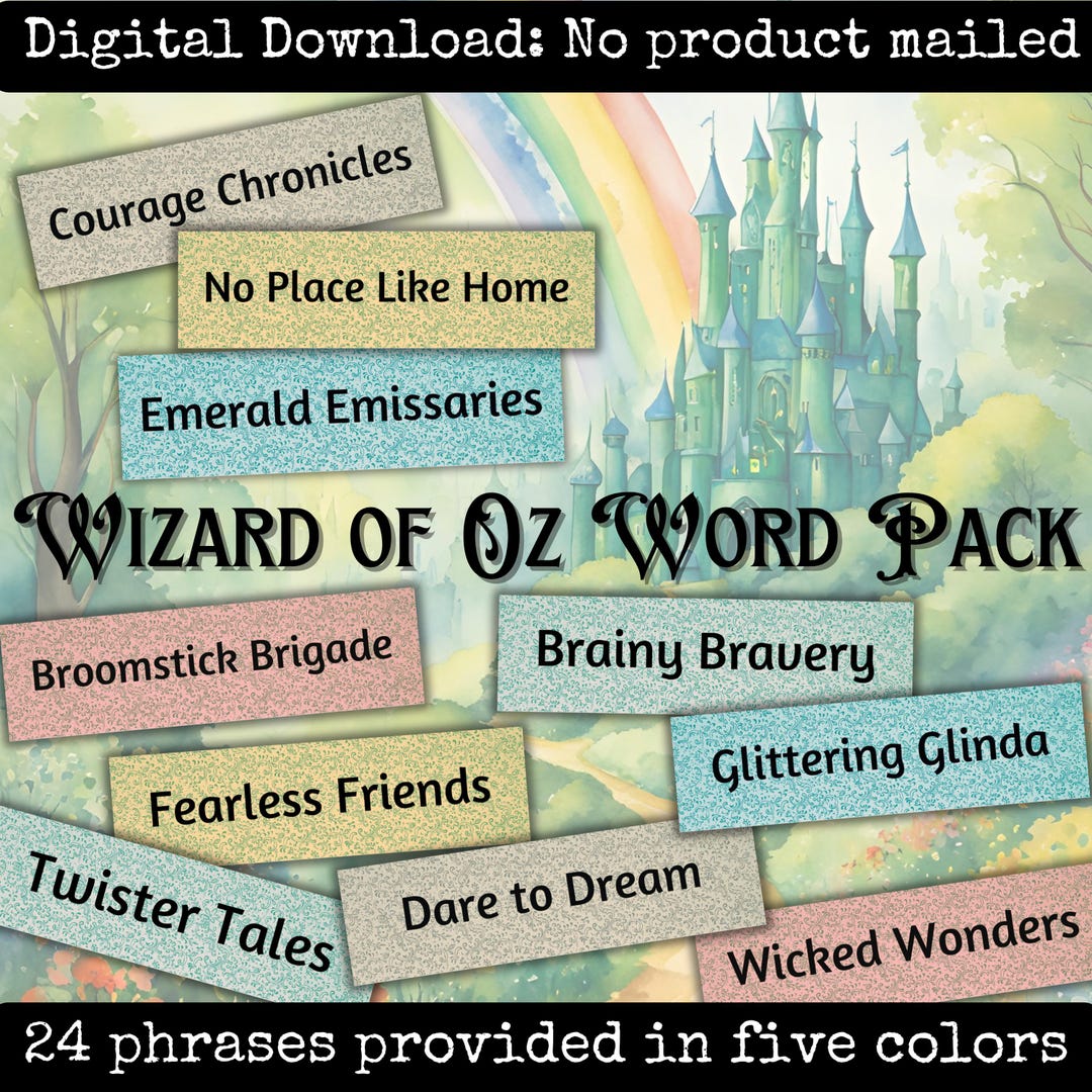 Wizard of Oz Word Strips Printable Collage Ephemera - Etsy Canada