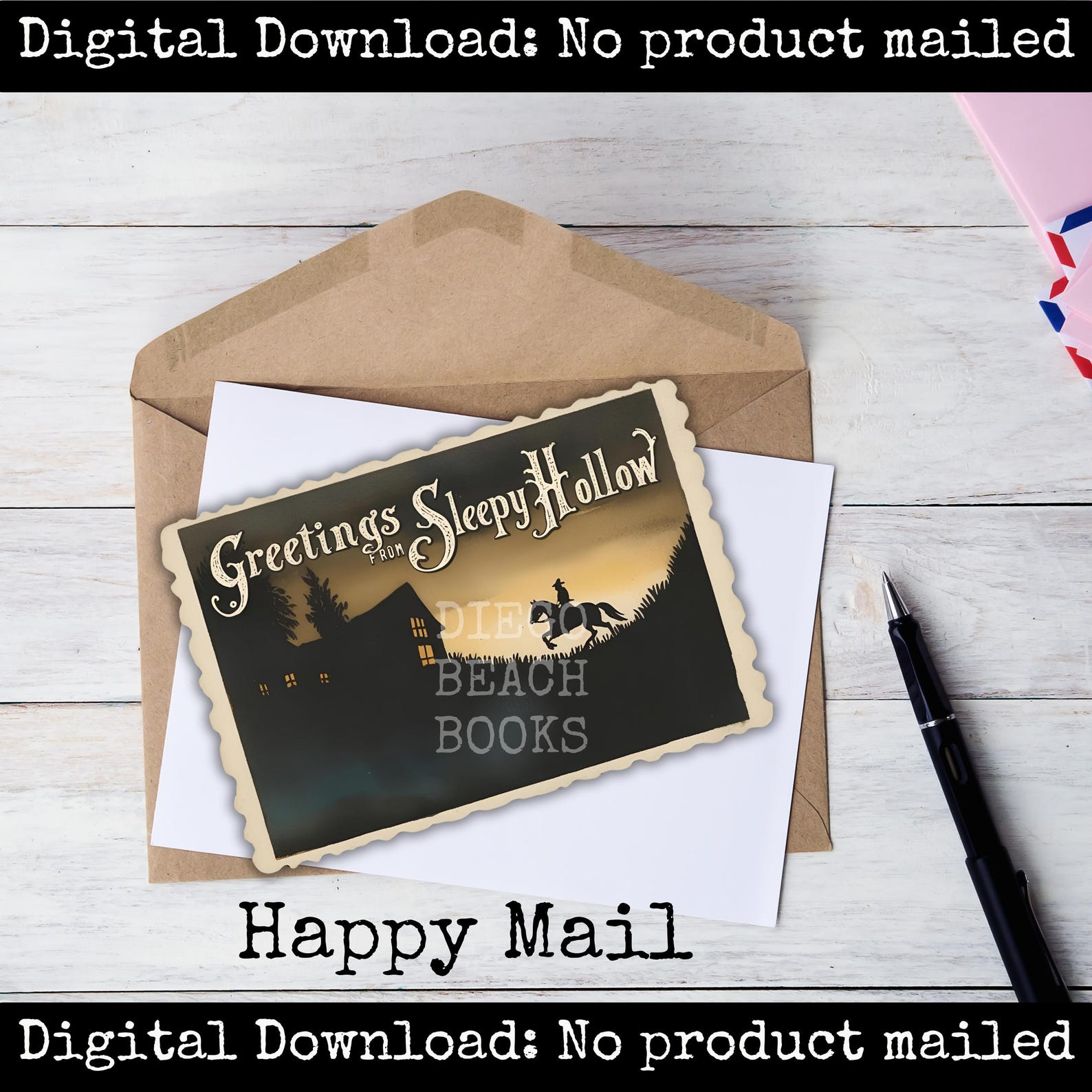 Greetings From Sleepy Hollow Printable Postcards Goth Ephemera for ...