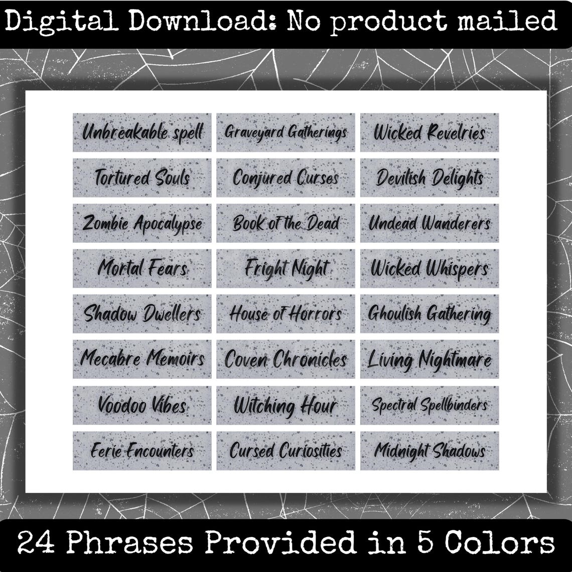 Spooky Words Printable Ephemera Pack Halloween Word Labels - Etsy