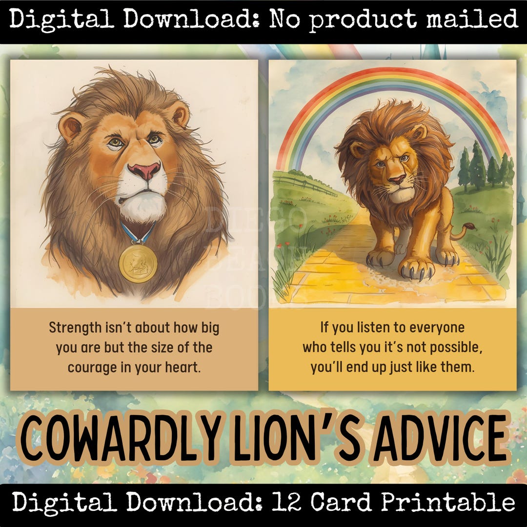 Open When You Need Courage Cowardly Lion Printable Wizard of Oz ...