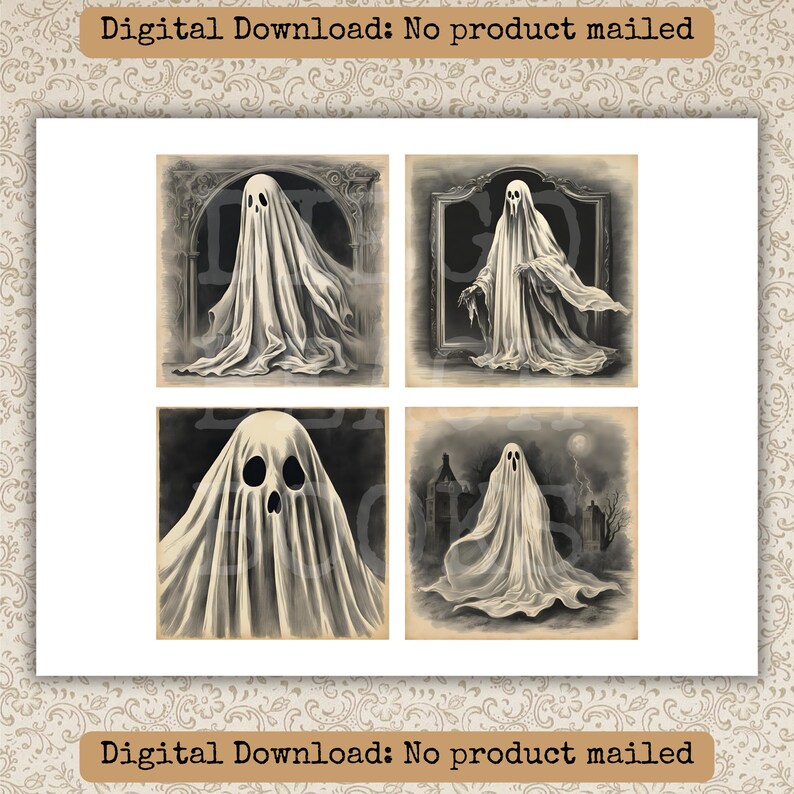 Spooky Ghost Journal Card Printable Vintage Theme Ghost Journal ...