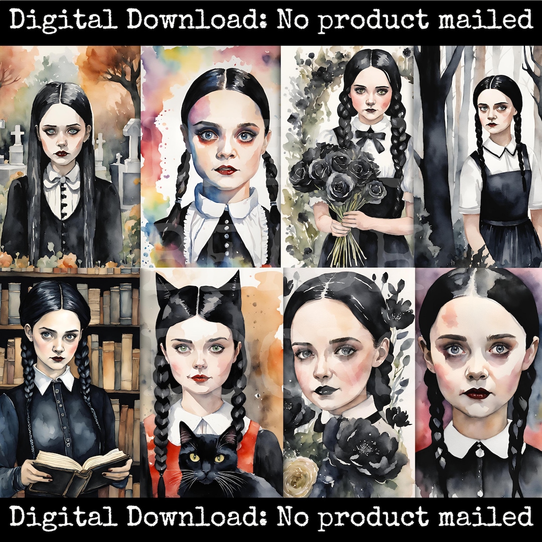 Wednesday Addams Image Pack Junk Journal Ephemera Gift Tags Collage ...