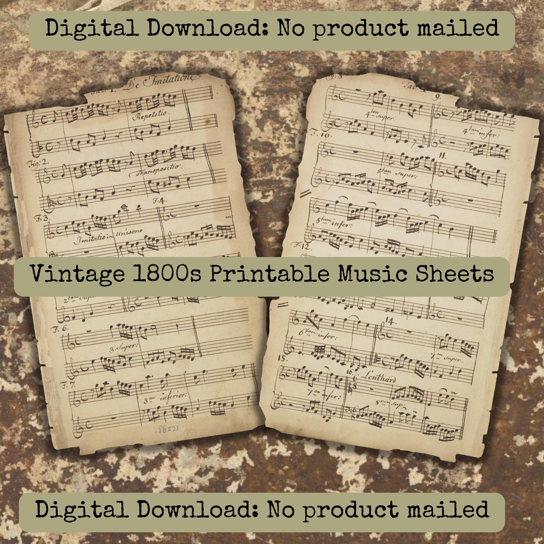 Music Sheets 1800s Two Piece Vintage Set Printable Vintage - Etsy
