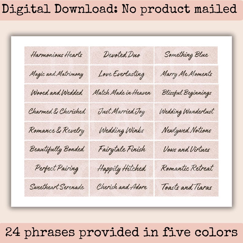 Wedding Word Pack Printable Word Embellishments for Wedding Planning ...