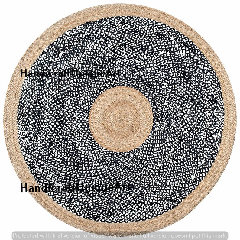 6x6 Feet Hand Braided Bohemian Jute Area Rug Round Rag Rug | Etsy