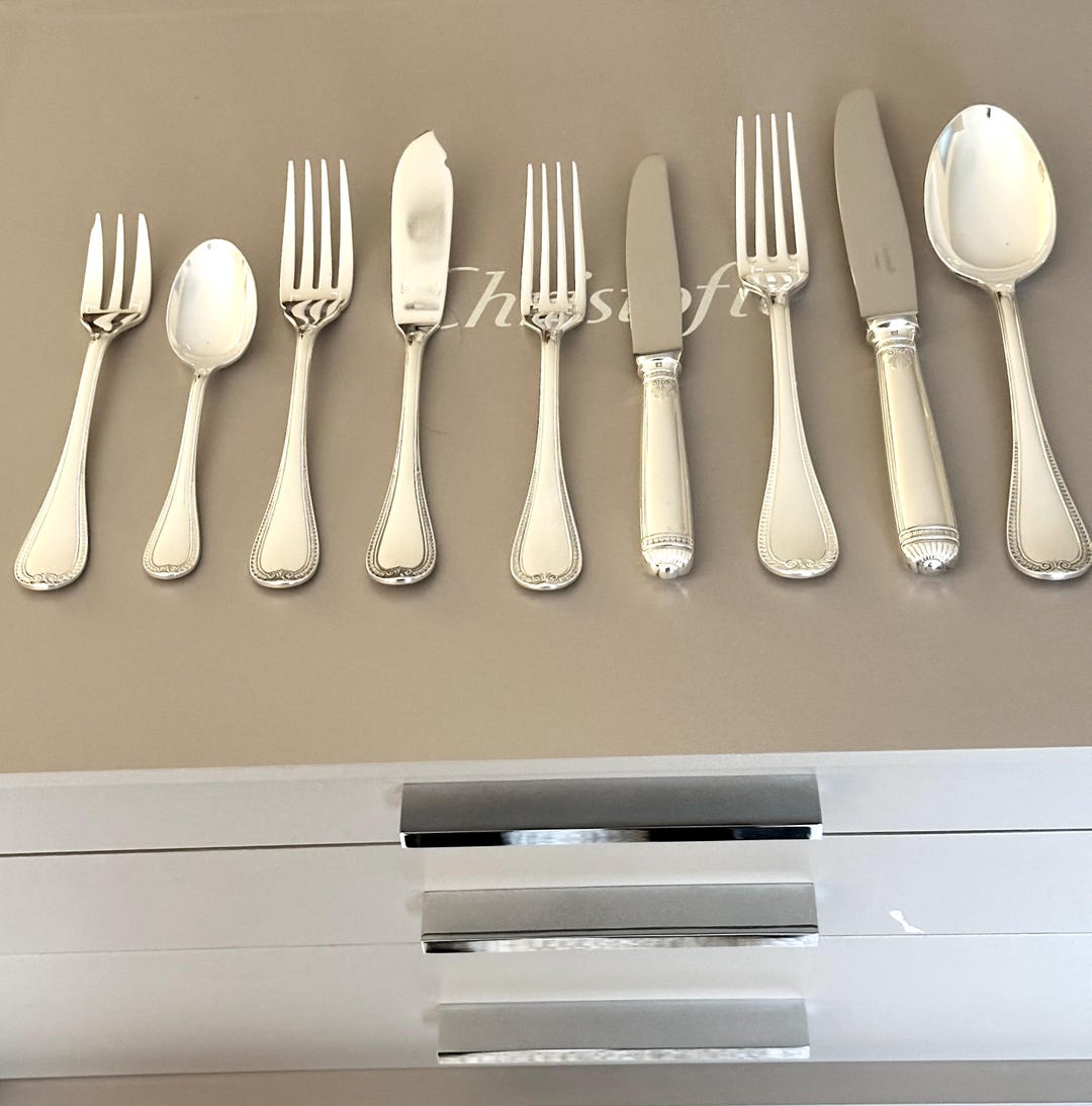Christofle Malmaison Silver Plated Flatware Set 115 Pcs for 12 People ...