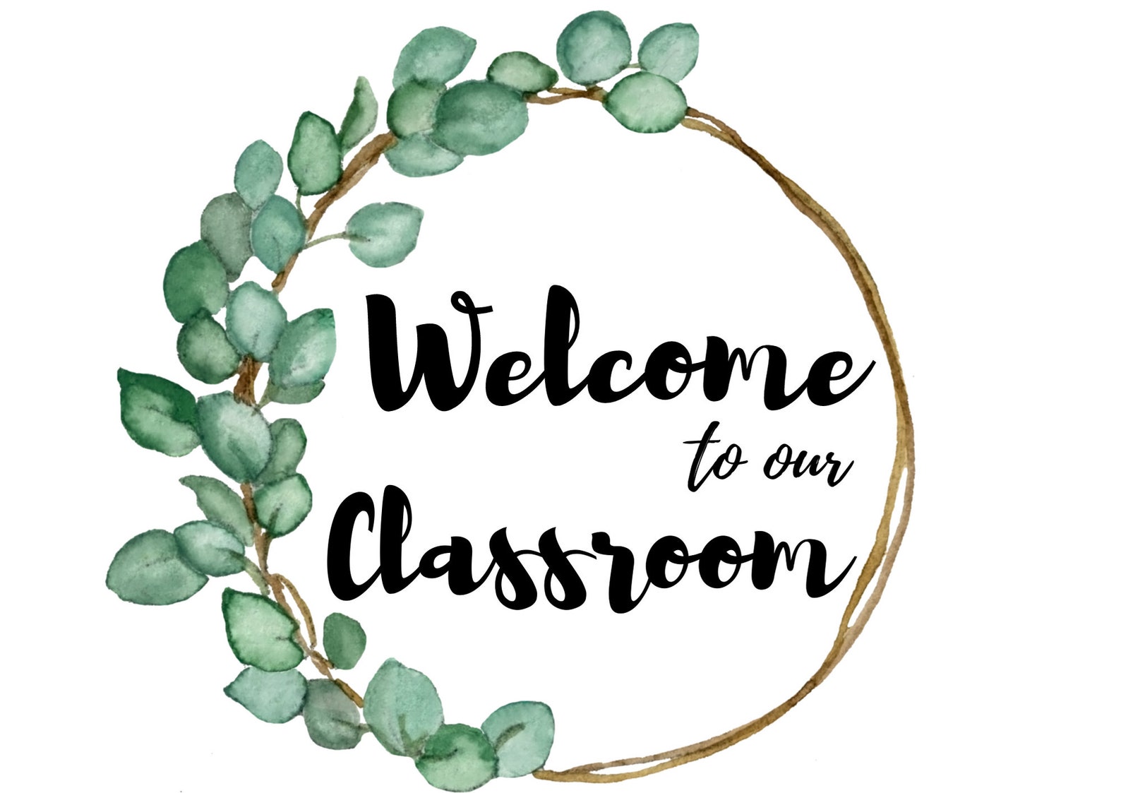 Australian Theme Classroom Welcome Sign, Eucalyptus Wreath (digital ...