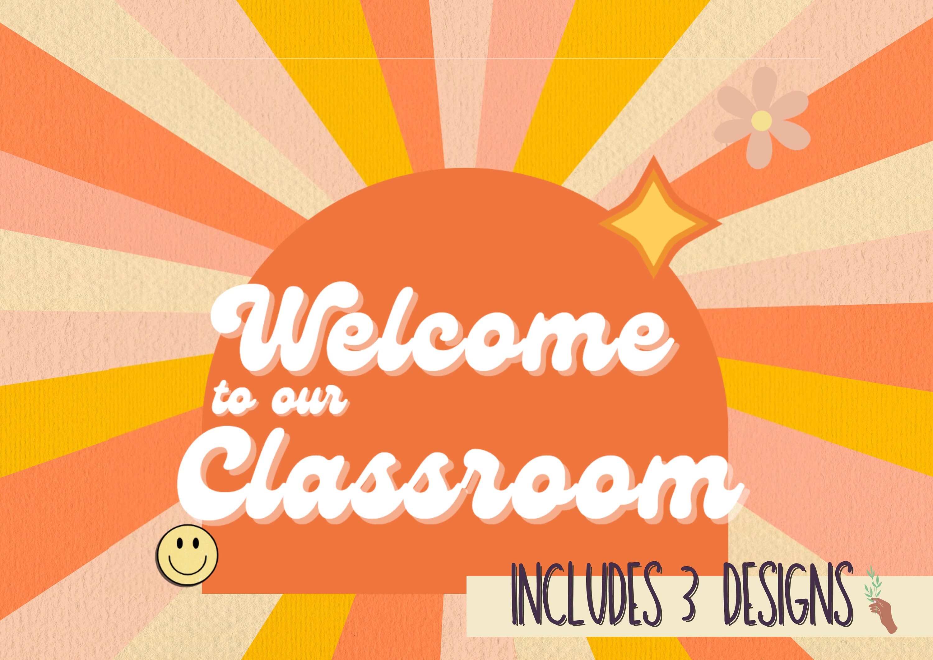 Retro Sunshine Welcome to Our Classroom Signage, Classroom Decor ...