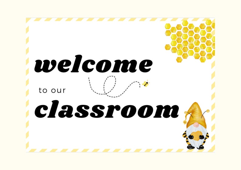 Gnome and Bee Theme Classroom Welcome to Our Classroom Sign, Classroom ...