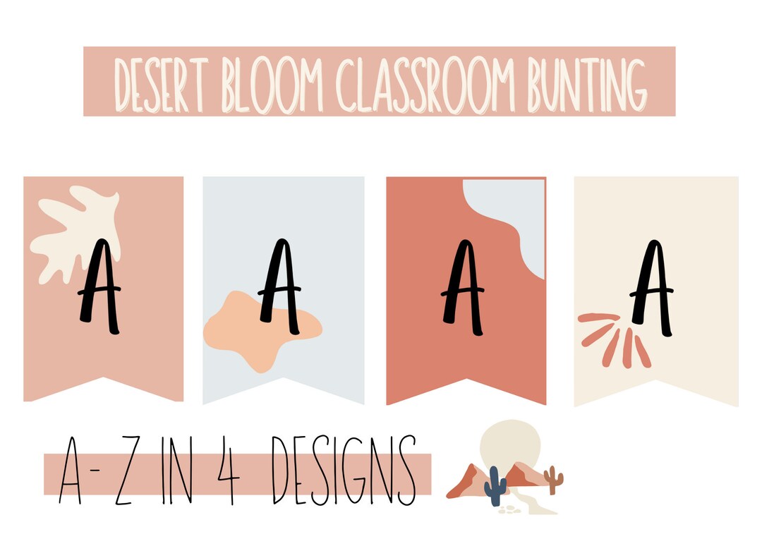 Desert Bloom Classroom Bunting,neutral Printable Banner, Neutral ...