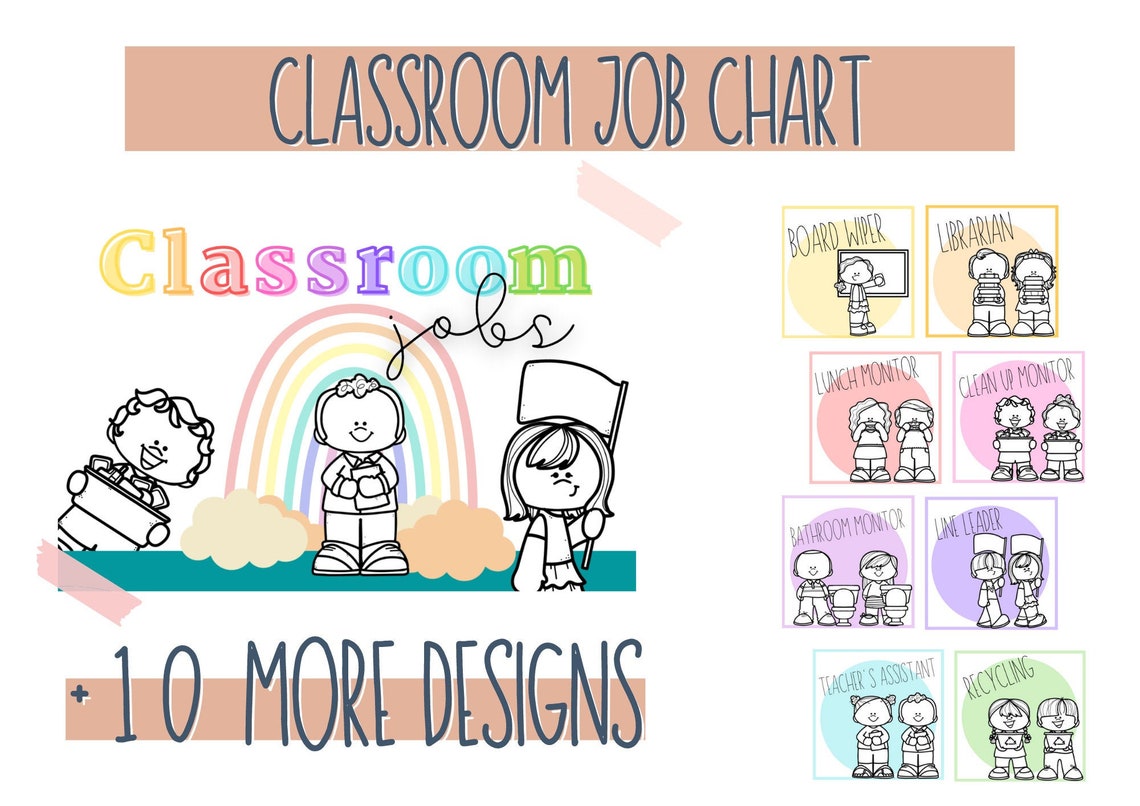 Rainbow Classroom Jobs, Classroom Job Chart, Pastel Boho Classroom Jobs ...