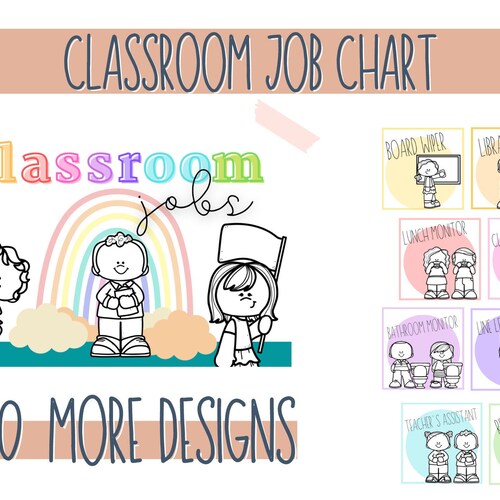 Rainbow Classroom Jobs Classroom Job Chart Pastel Boho - Etsy
