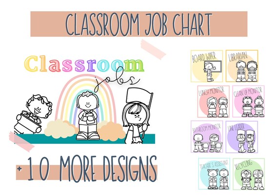 Rainbow Classroom Jobs Classroom Job Chart Pastel Boho - Etsy