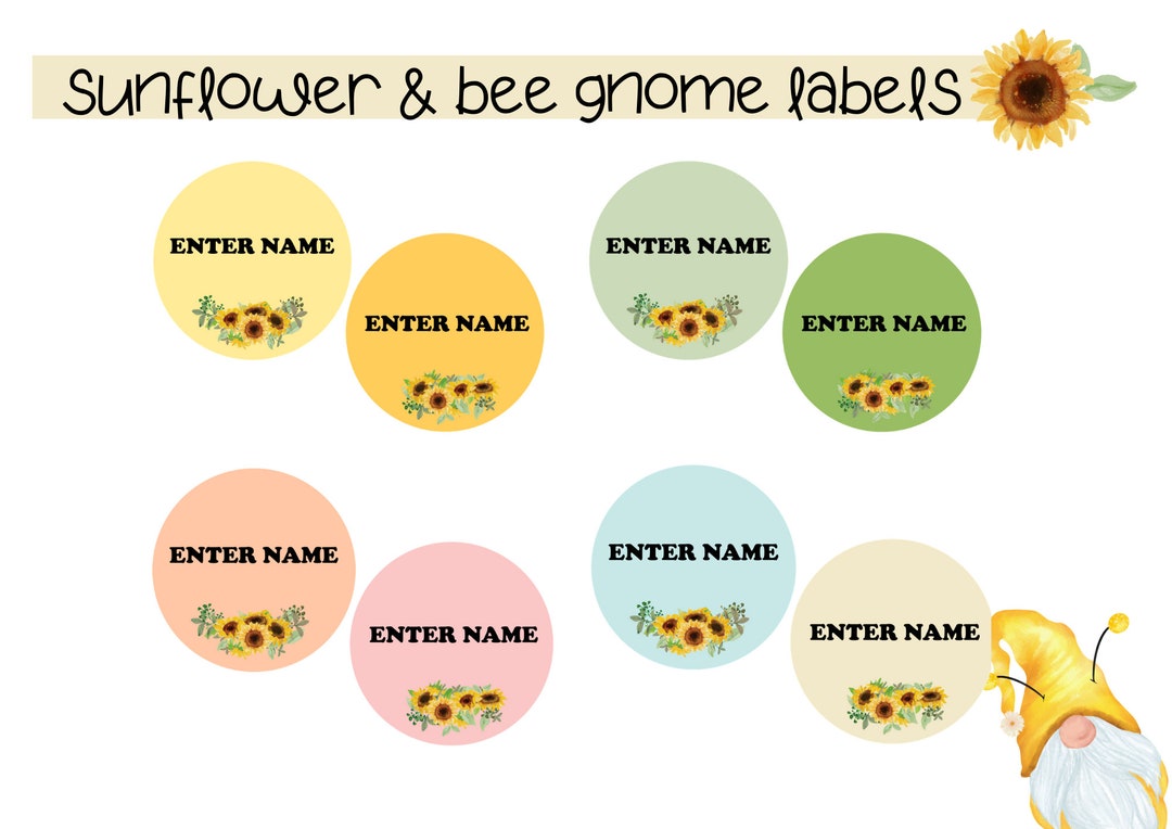Bee Classroom Label, Sunflower Classroom Label, Gnome Classroom Label ...