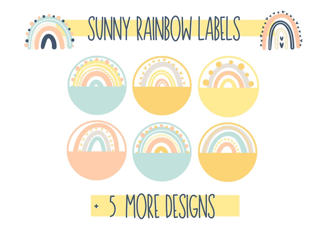 Pastel Boho Rainbow Editable Label, Editable Label, Rainbow Editable ...