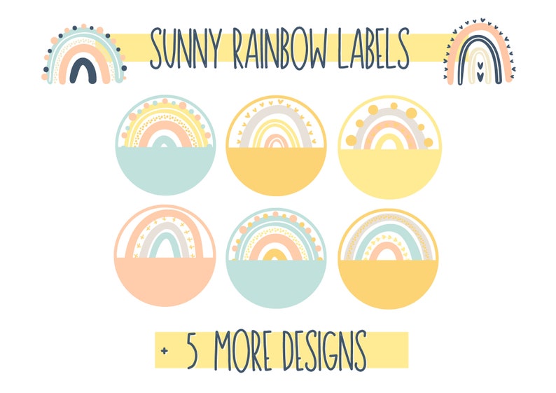 Pastel Boho Rainbow Editable Label Editable Label Rainbow - Etsy