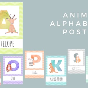 Animal Alphabet Poster - Chevron Classroom Alphabet - Animal Classroom ...