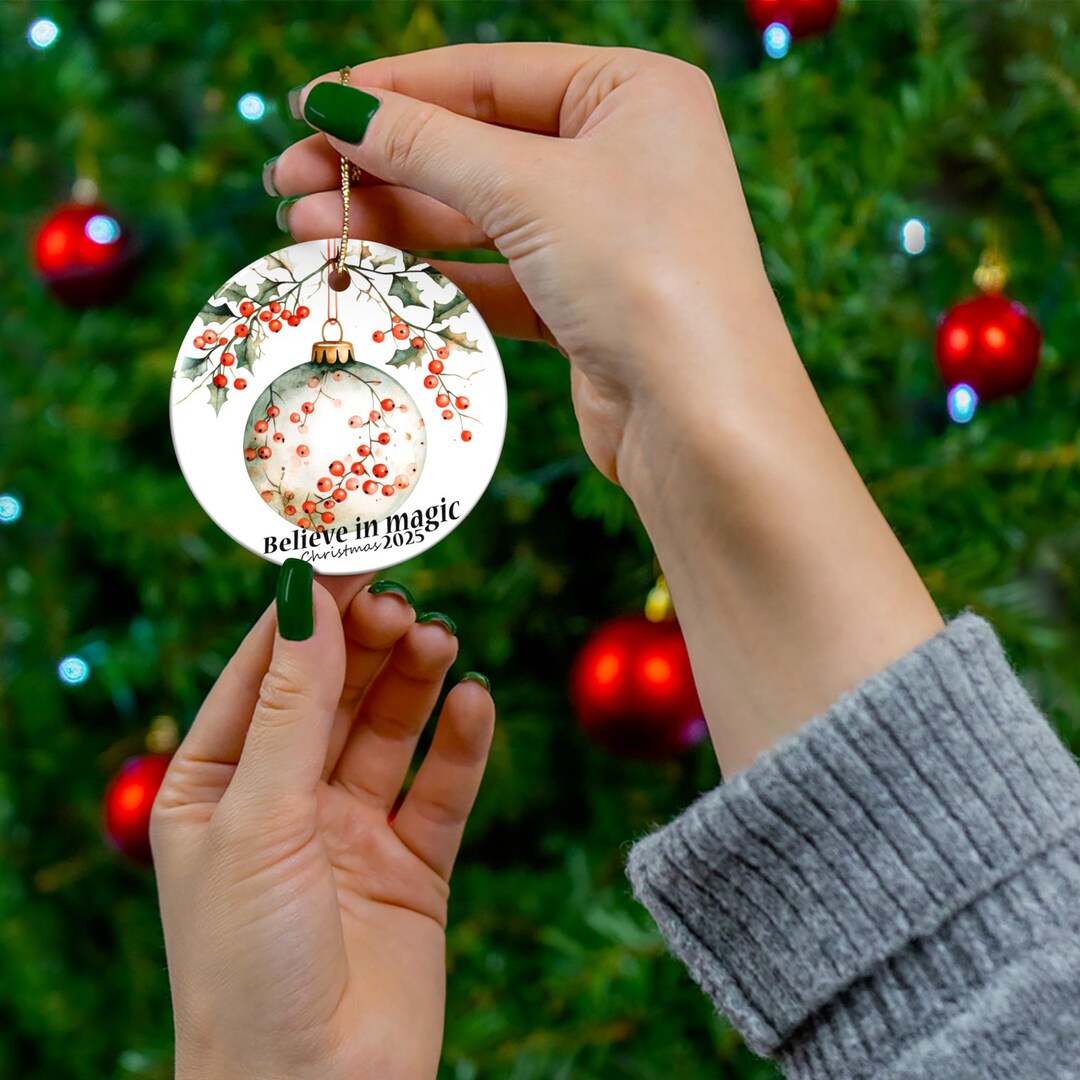 Believe in Magic Circle Christmas Ornament: Festive Ceramic Holiday ...