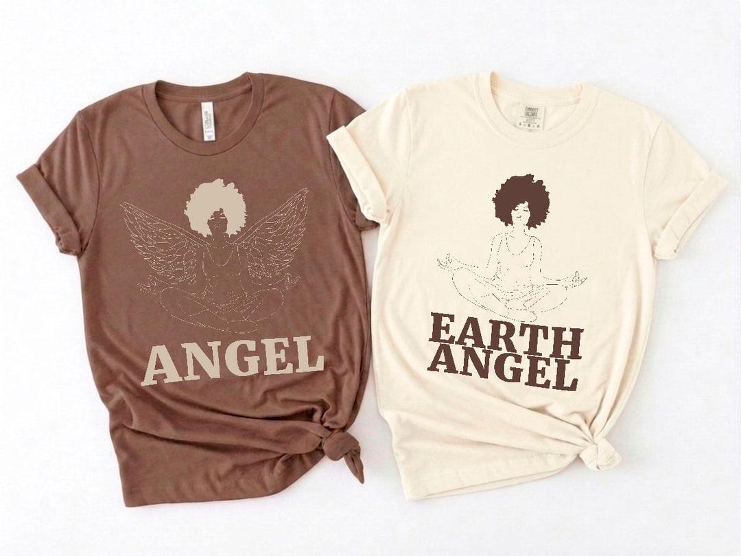 Earth Angel & Angel Shirts, Couples Design Tee, Duo Mental Health T ...