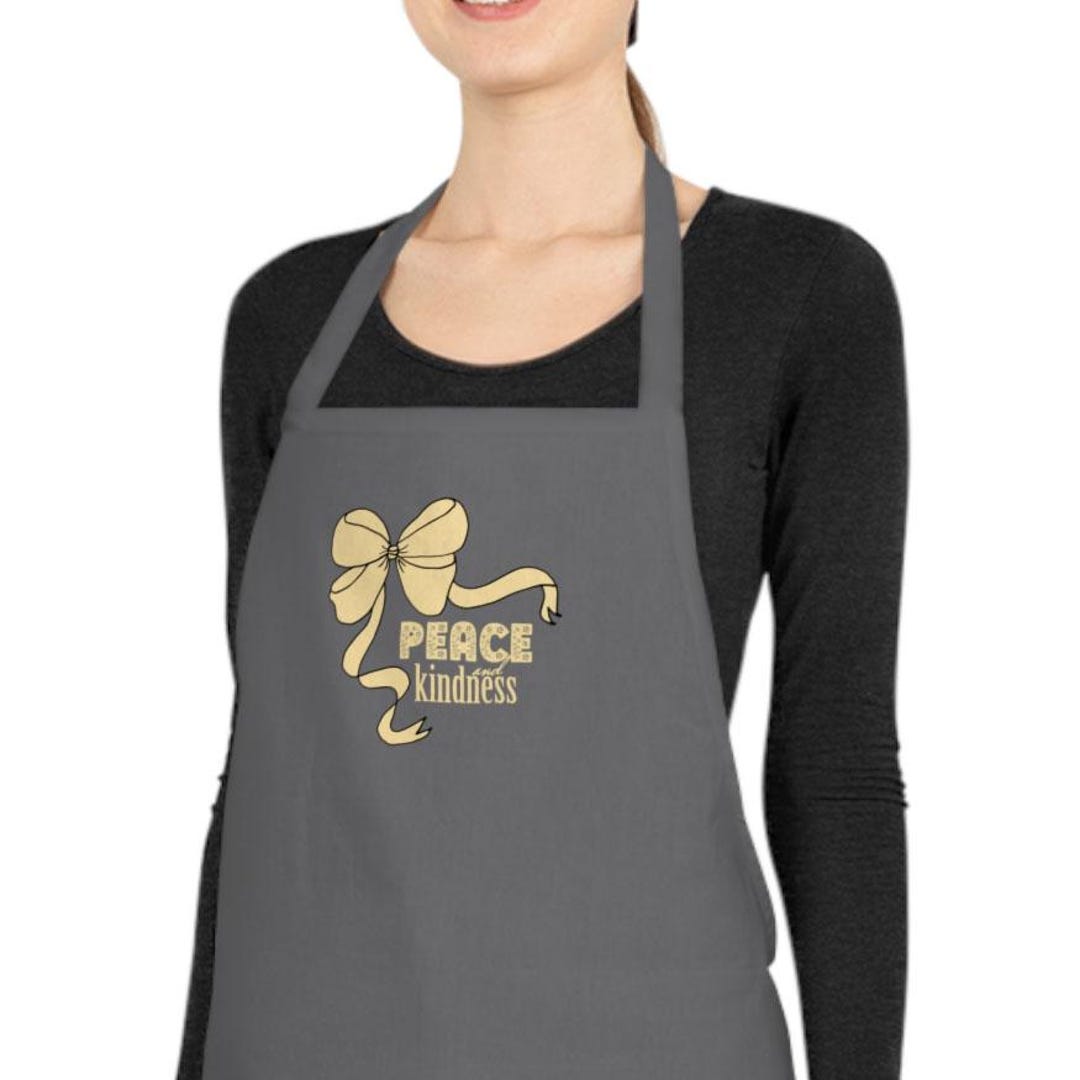 Peace and Kindness Grey Cotton Apron: Christmas Gift - Etsy