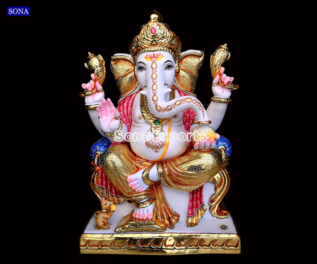 Ganesha Statue, Cultured Marble Ganesha Statue, Ganesh Idol, Large ...