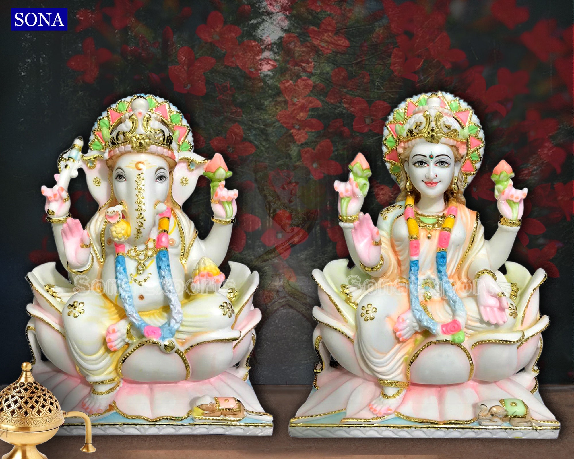 Ganesh Laxmi Statue Idols Moorti Murti Sculpture 12 Inch - Etsy