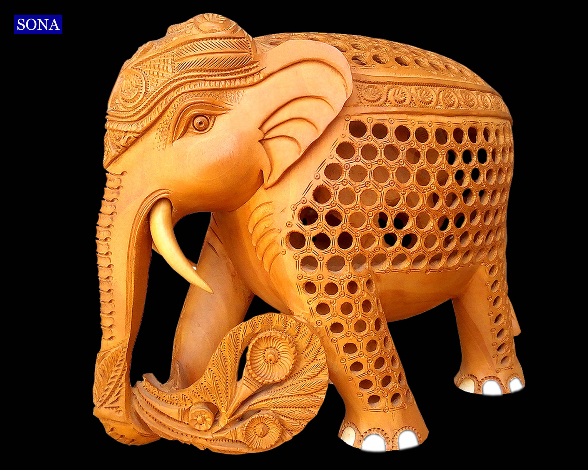 6 Inch Wooden Elephant, Wooden Carving Elephant, Wooden Artifacts ...