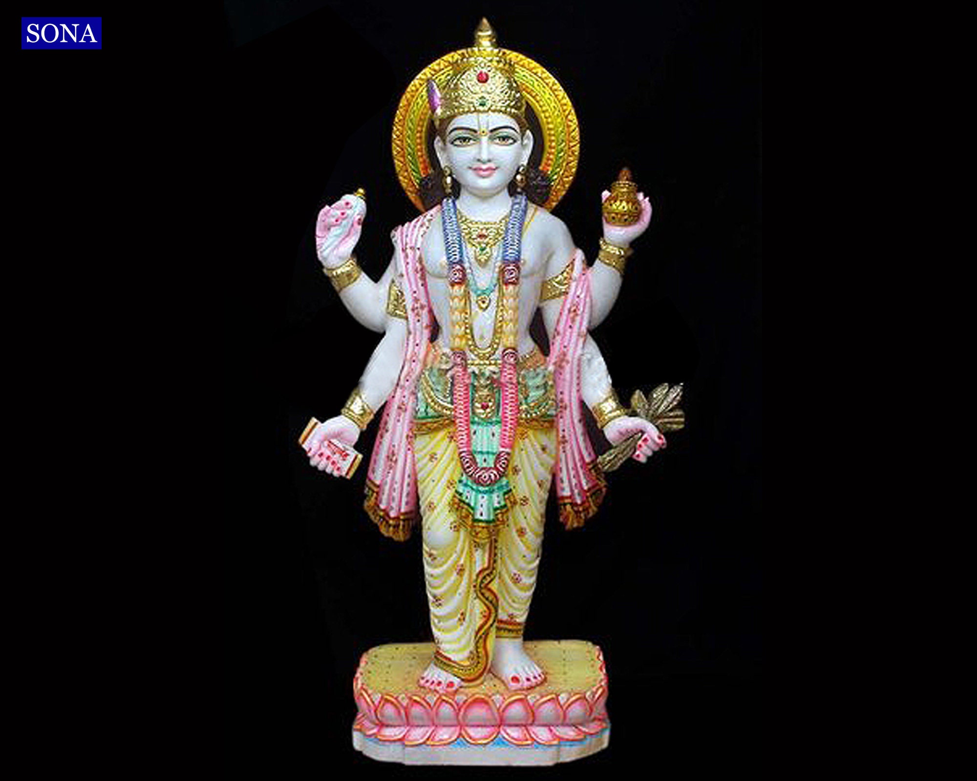 Buy White Marble Lord Vishnu Idols Statue Moorti, Marble Laxmi Narayan ...