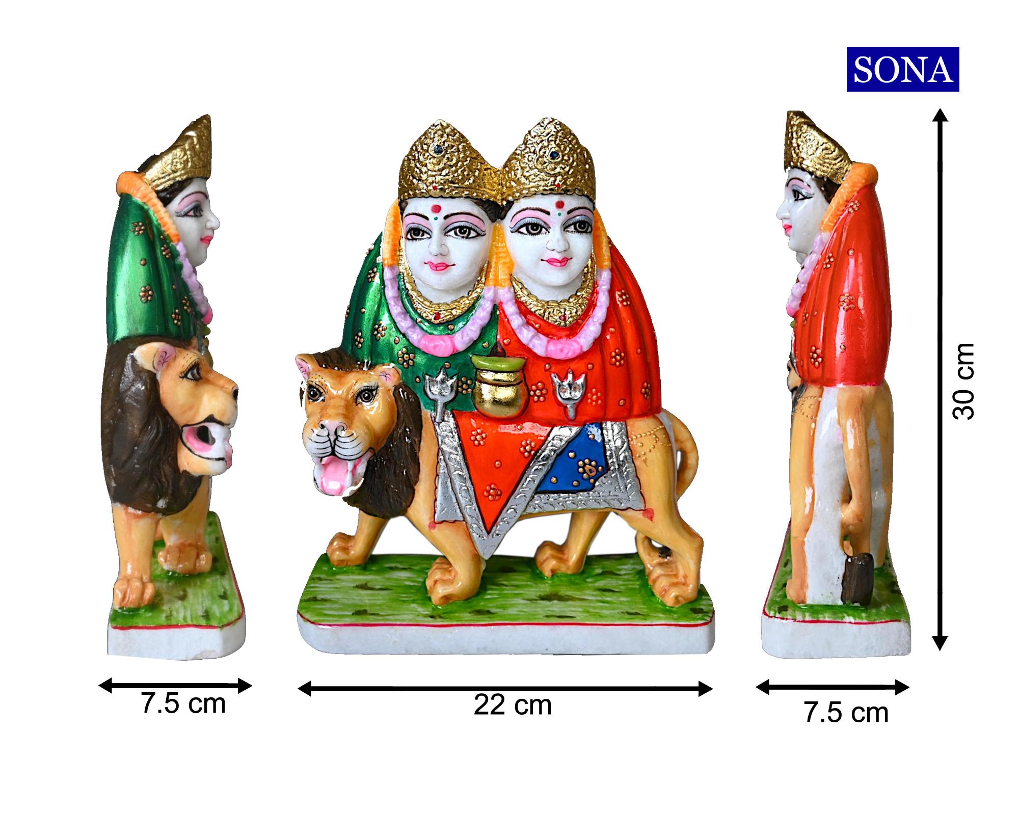 Goddess Chamunda Mata Statue 12", Marble Chamunda Maa Statue Murti ...