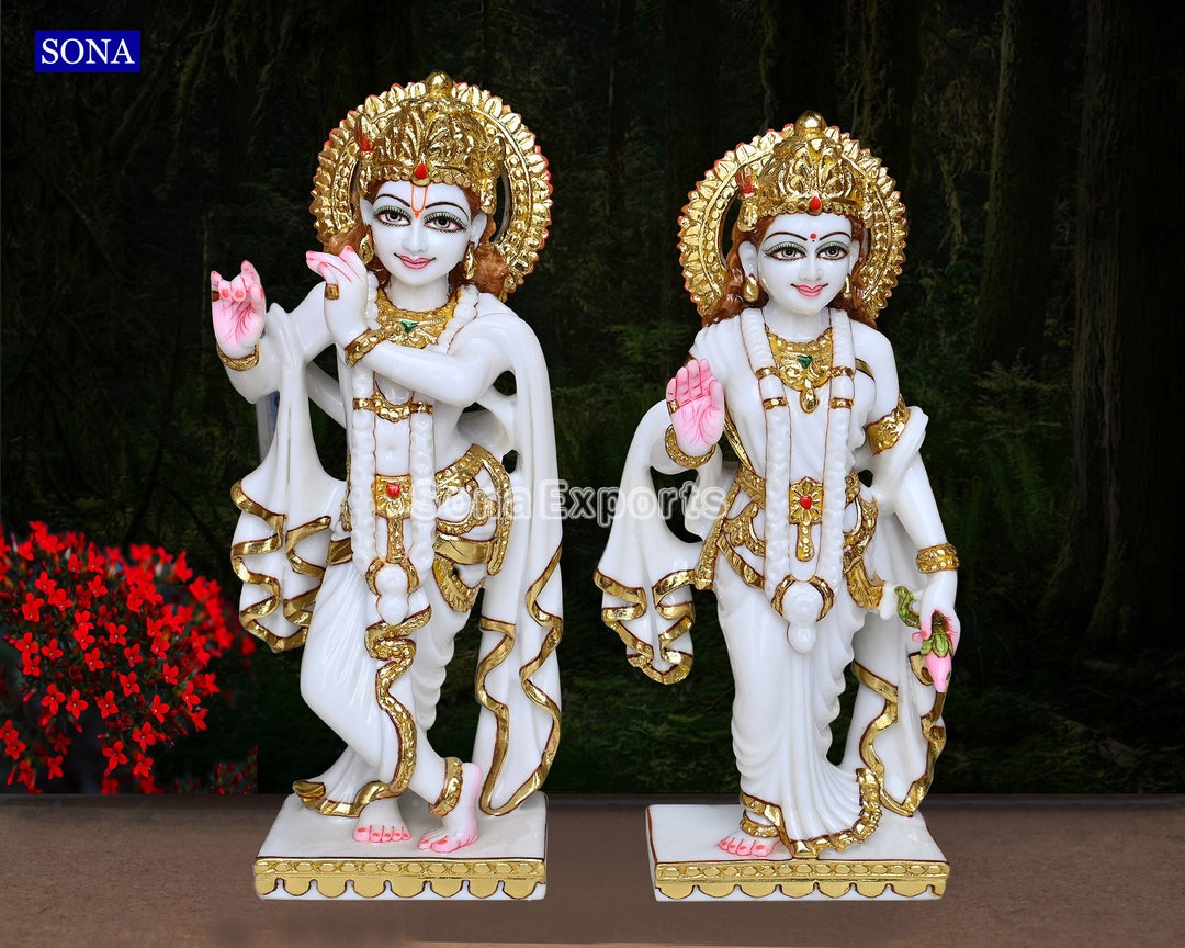 Radha Krishna Statue 12, Radha Krishna Moorti for Home, Colored Radha ...