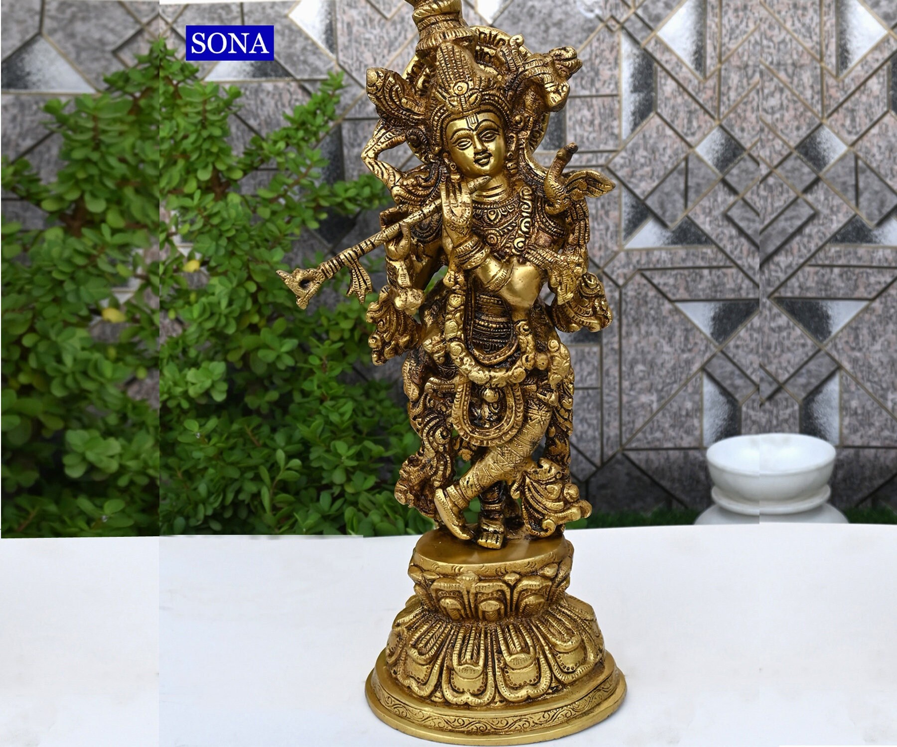 Krishna Vigrah Statue Brass Figurine Deity Sculpture Hindu Home Decor ...