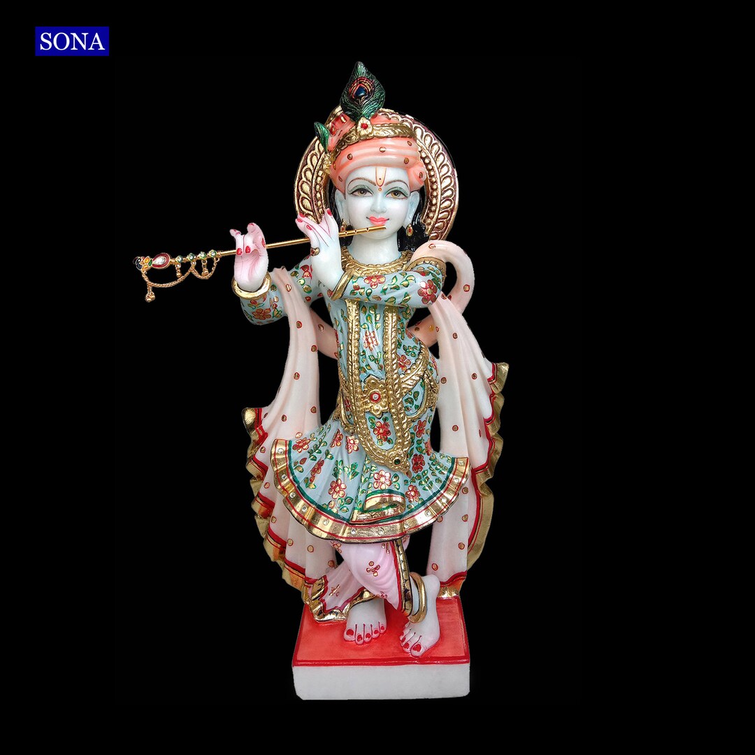 White Marble Krishna Statue Idol Murti Krishna Hindu Deity, Krishna ...