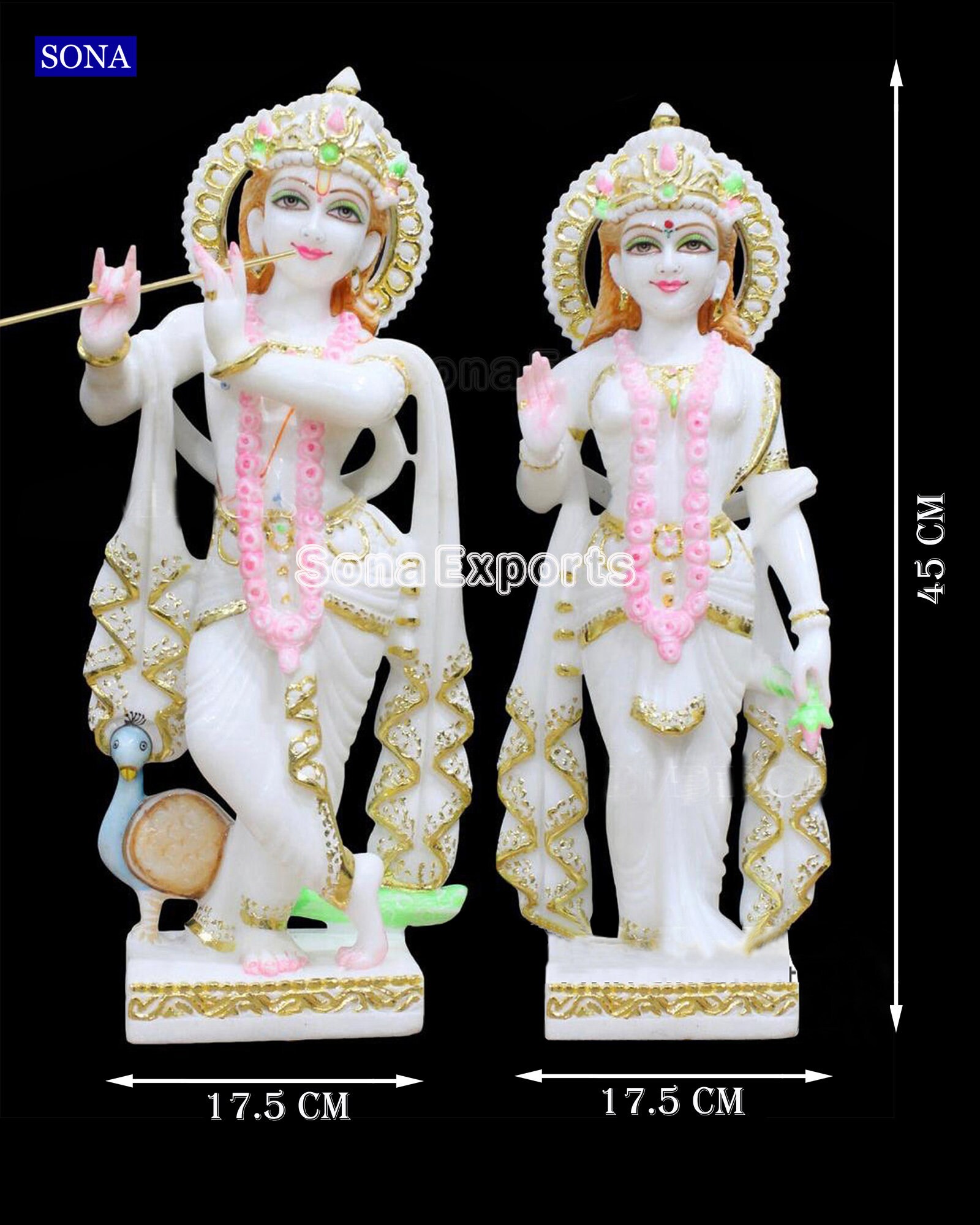 White Marble Radha Krishna Statue Idols Radhe Krishan Moorti Hindu God ...