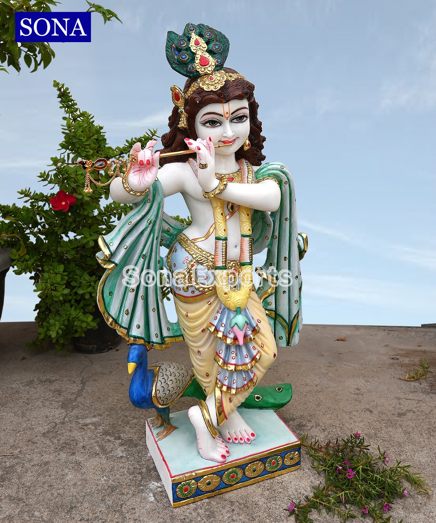 White Marble Krishna Statue Idols Sculpture Marble Lord - Etsy