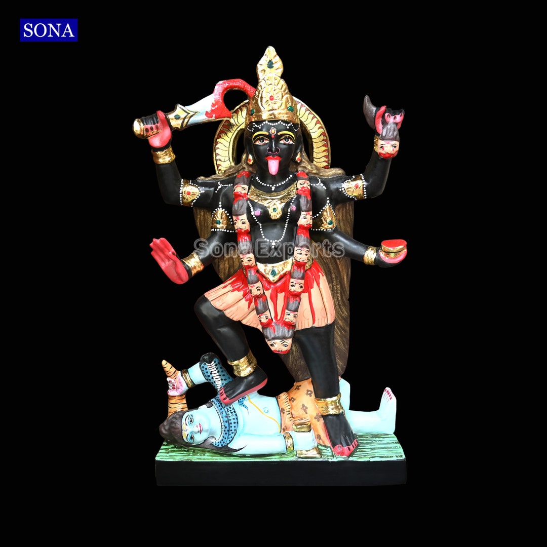 Natural Black Marble Stone Maha Kali Maa Statue, Maa Kali Statue ...