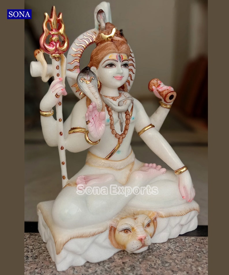 White Marble Shiva Statue Idol Moorti, Shankar Statue Idols Moorti ...