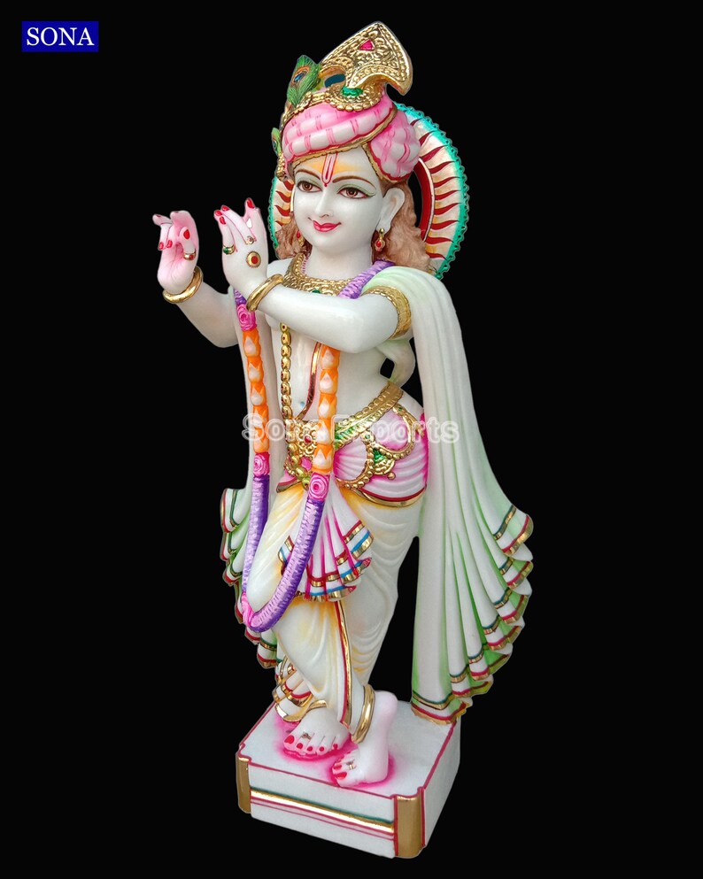 White Marble Krishna Statue Idols for Hindu Temple Marble - Etsy