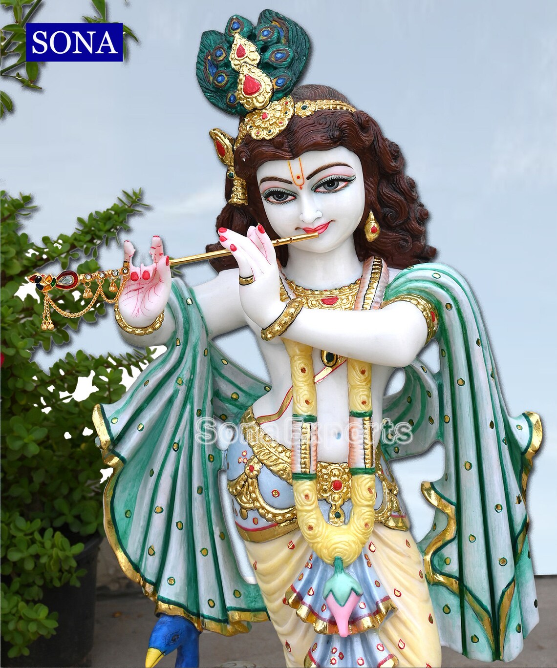 White Marble Krishna Statue Idols Sculpture, Marble Lord Krishna Statue ...