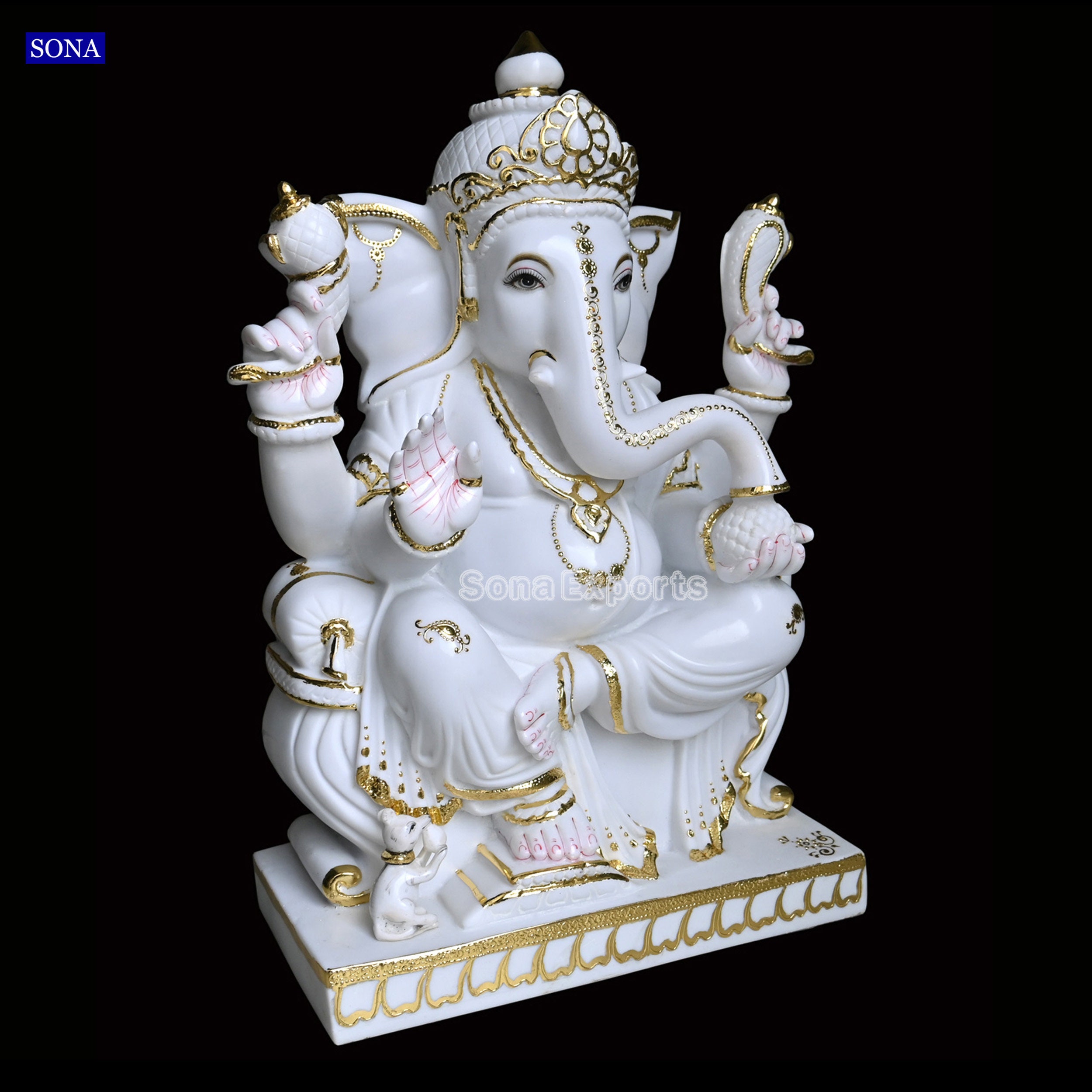 Ganesha Statue,24inch Ganesh Idol,cultured Marble Ganesha Figurine ...