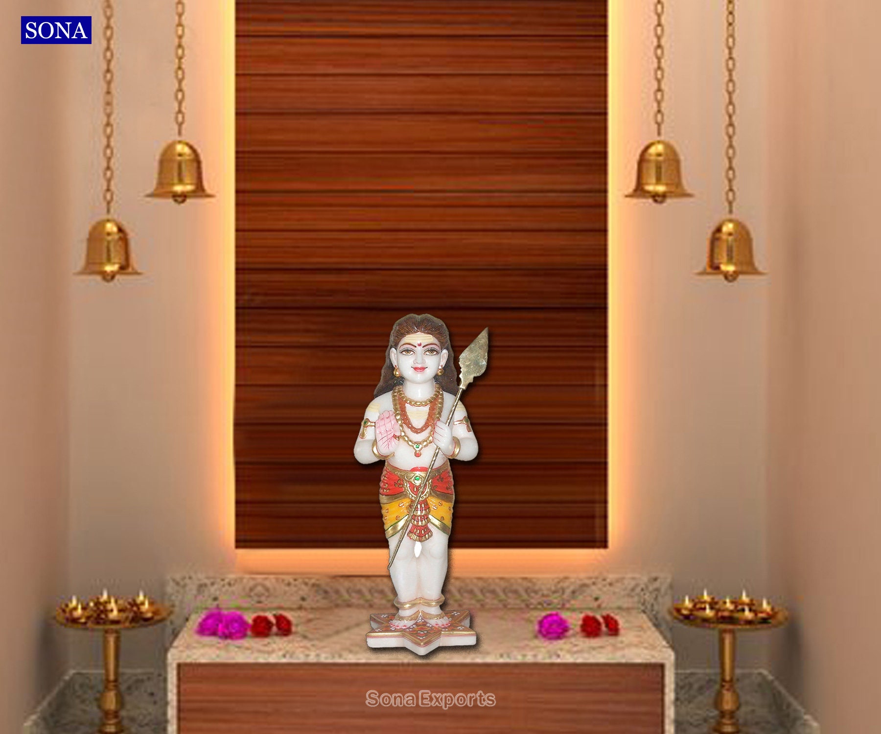 15 Inch White Marble Murugan Statue, Lord Murugan Statue, Murugan Idols ...