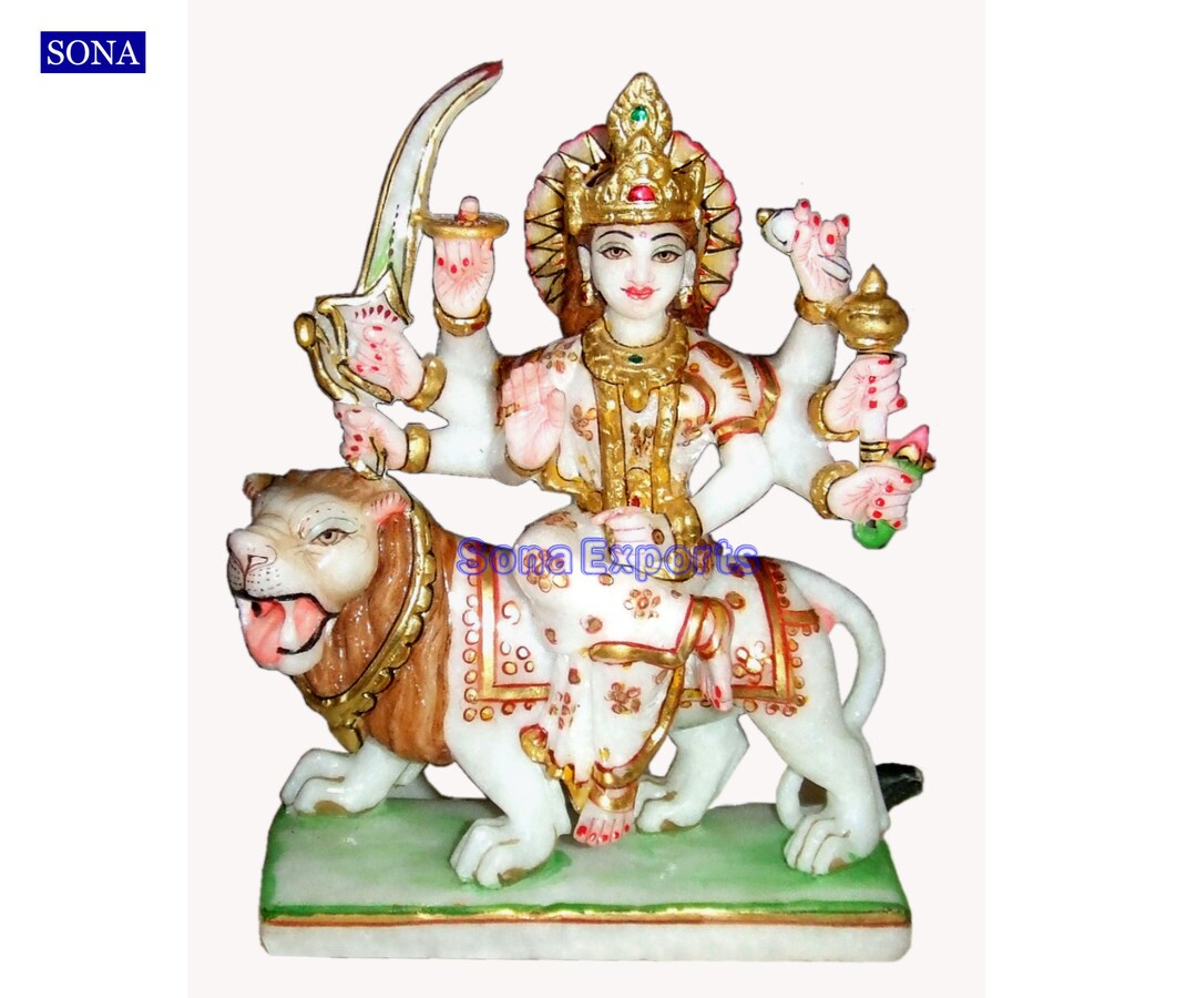 Marble Durga Statue 6 Inch, Marble Durga Idol, 15 Cm Big Durga Statue ...