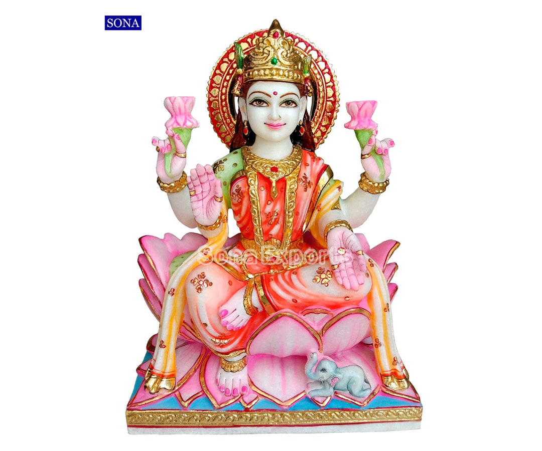 15 Inch White Marble Laxmi Statue, Marble Laxmi Idol, Marble Laxmi ...