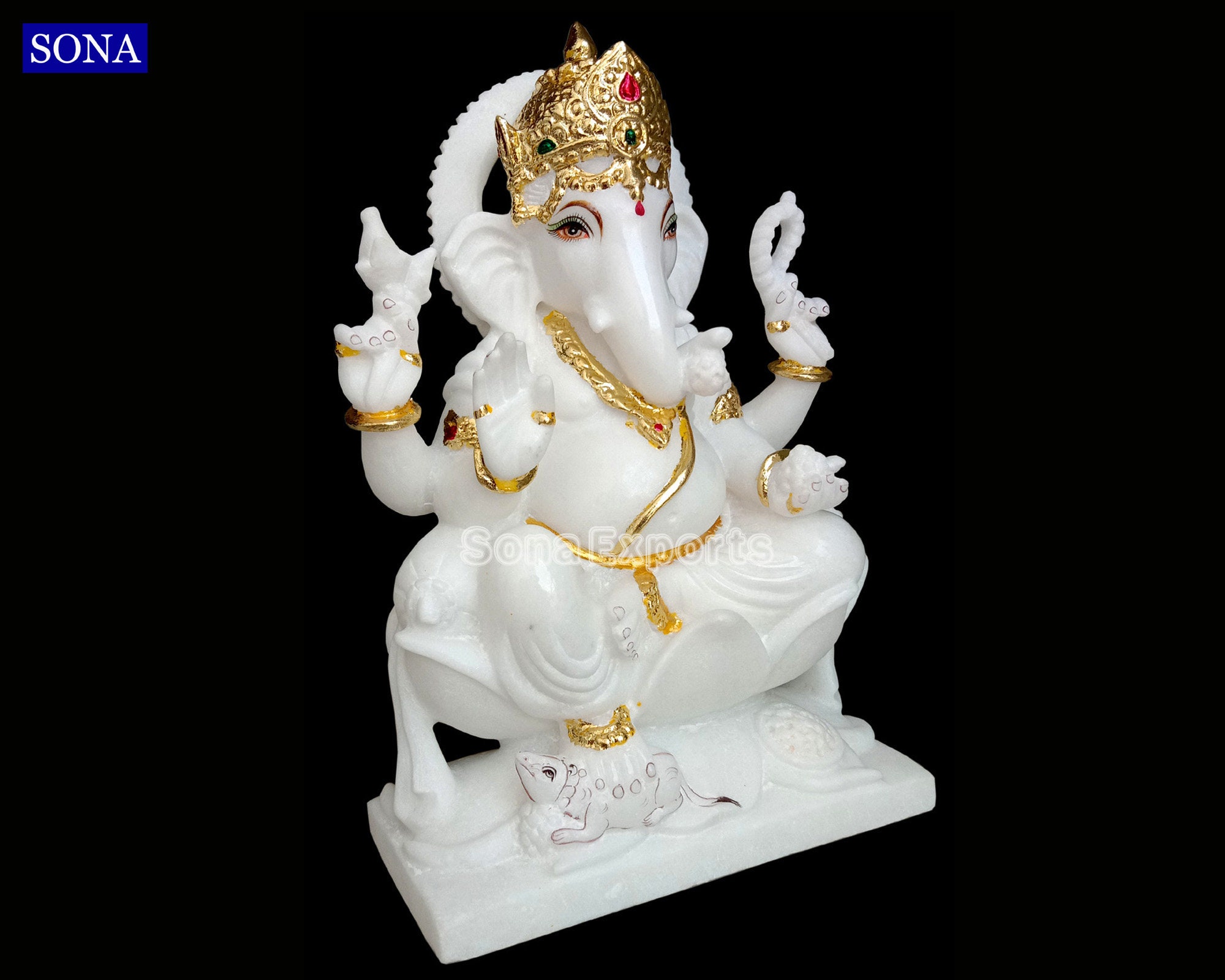 Pure White Marble Ganesh Statue Idols Moorti Murthi, Ganesha Statue ...