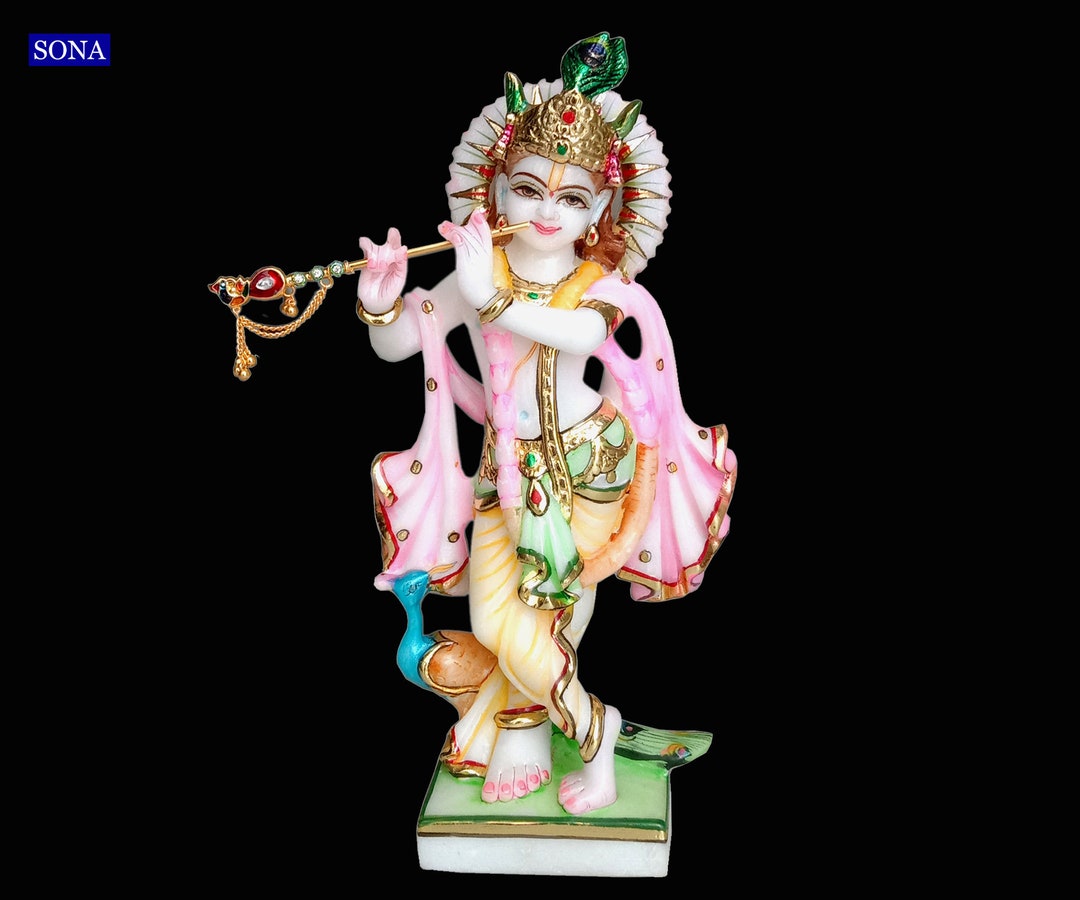 White Marble Krishna Statue Marble Krishna Idols Small - Etsy