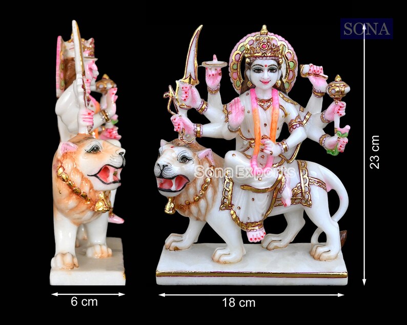 Marble Durga Statue 23 Cm, Marble Durga Idol, Ambe Maa Statue Idol ...