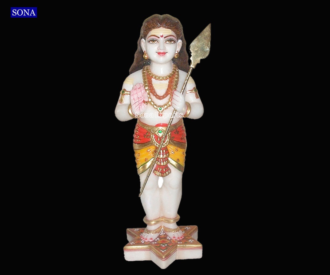 15 Inch White Marble Murugan Statue, Lord Murugan Statue, Murugan Idols ...