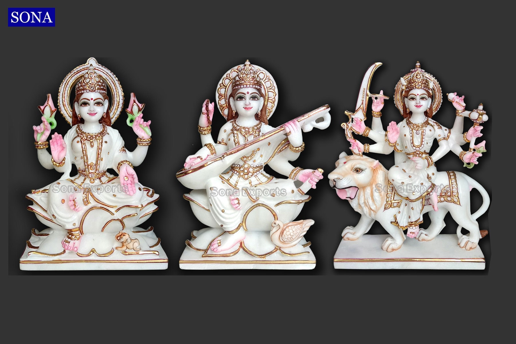 Natural Marble Durga Laxmi Saraswati Statue Idol Moorti Murti - Etsy