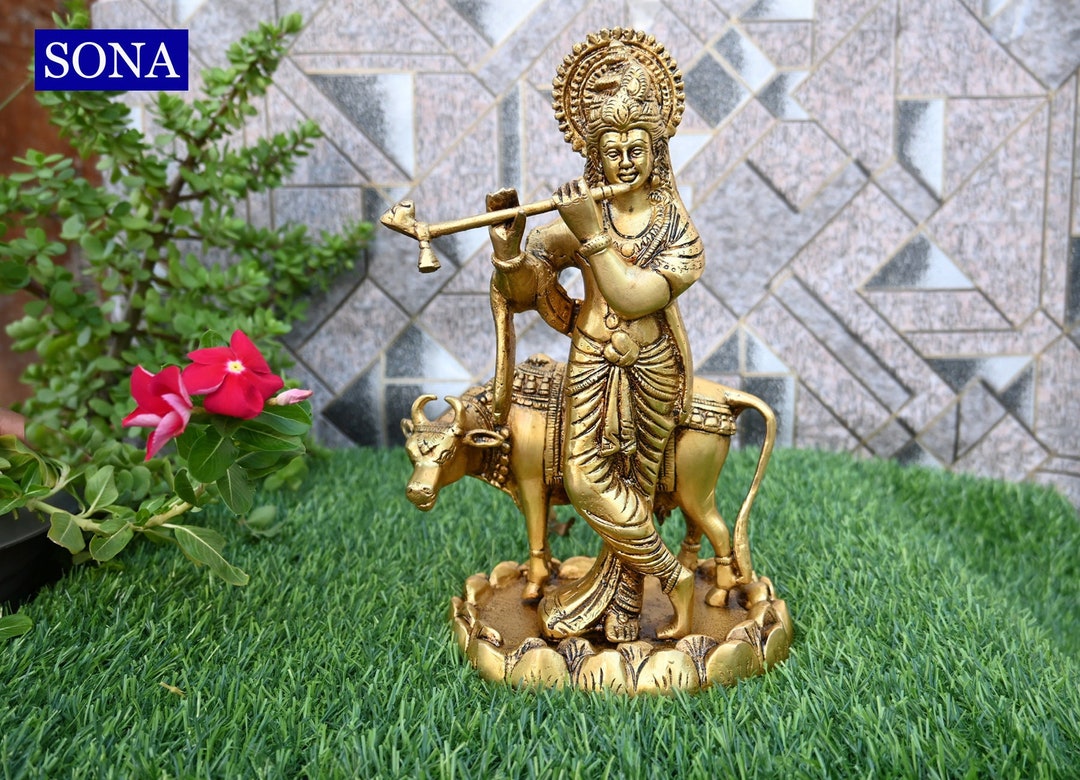 Krishna Vigrah Statue Brass Figurine Deity Sculpture Hindu - Etsy