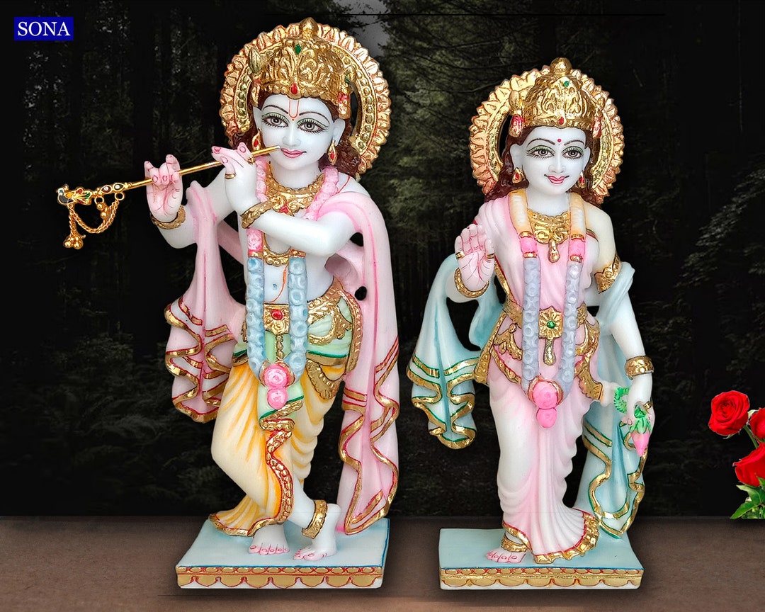 Radha Krishna State Idols Sculptures Murti Artificial Marble - Etsy