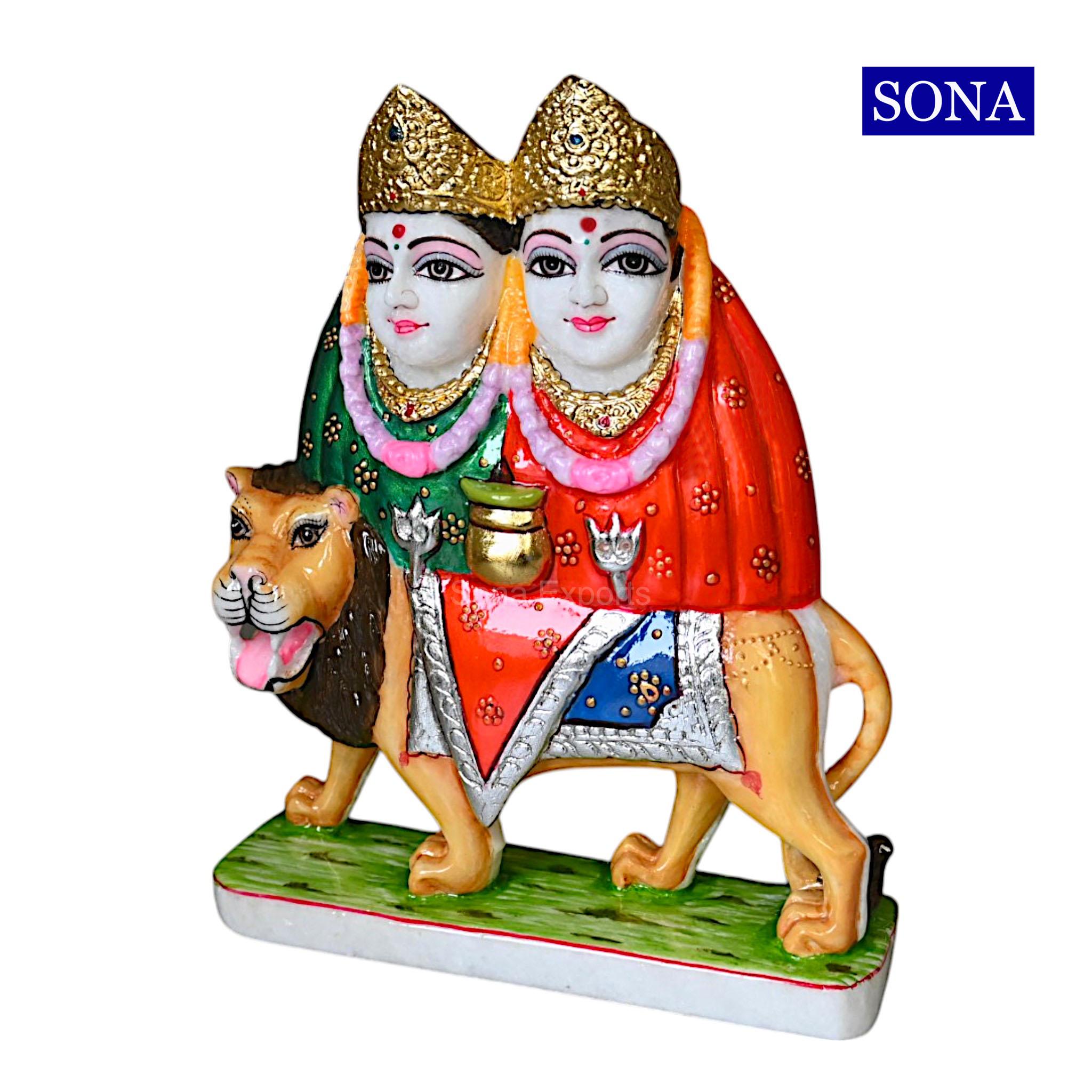 Goddess Chamunda Mata Statue 12", Marble Chamunda Maa Statue Murti ...